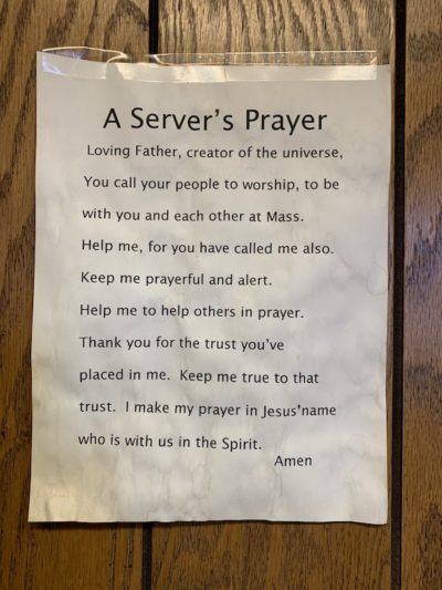 An altar server's prayer - Deacon Greg Kandra